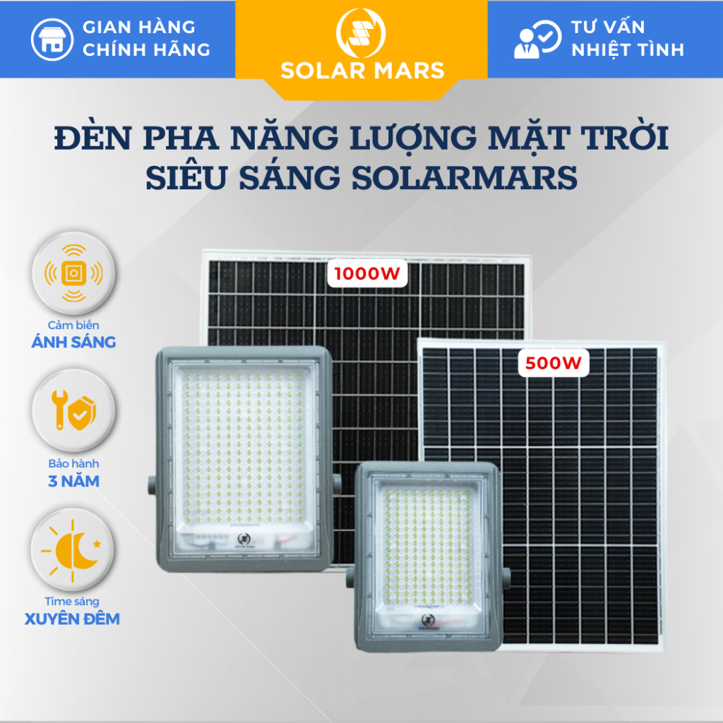 Đèn pha năng lượng mặt trời siêu sáng SolarMars công suất 500W - 1000W | Shopee Việt Nam