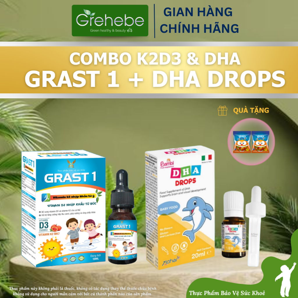 COMBO K2D3 và DHA - GRAST 1 (Lọ 10ml) & DHA DROPS (Lọ 20ml) | Shopee ...