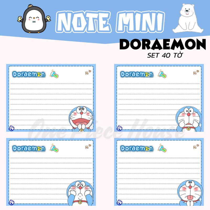 [Doraemon] Set 40 tờ giấy Note Mini, giấy ghi chú anime | Shopee Việt Nam