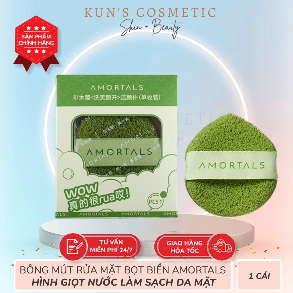 Bông mút rửa mặt bọt biển AMORTALS Phấn Phối Chính hãng hình giọt nước ...