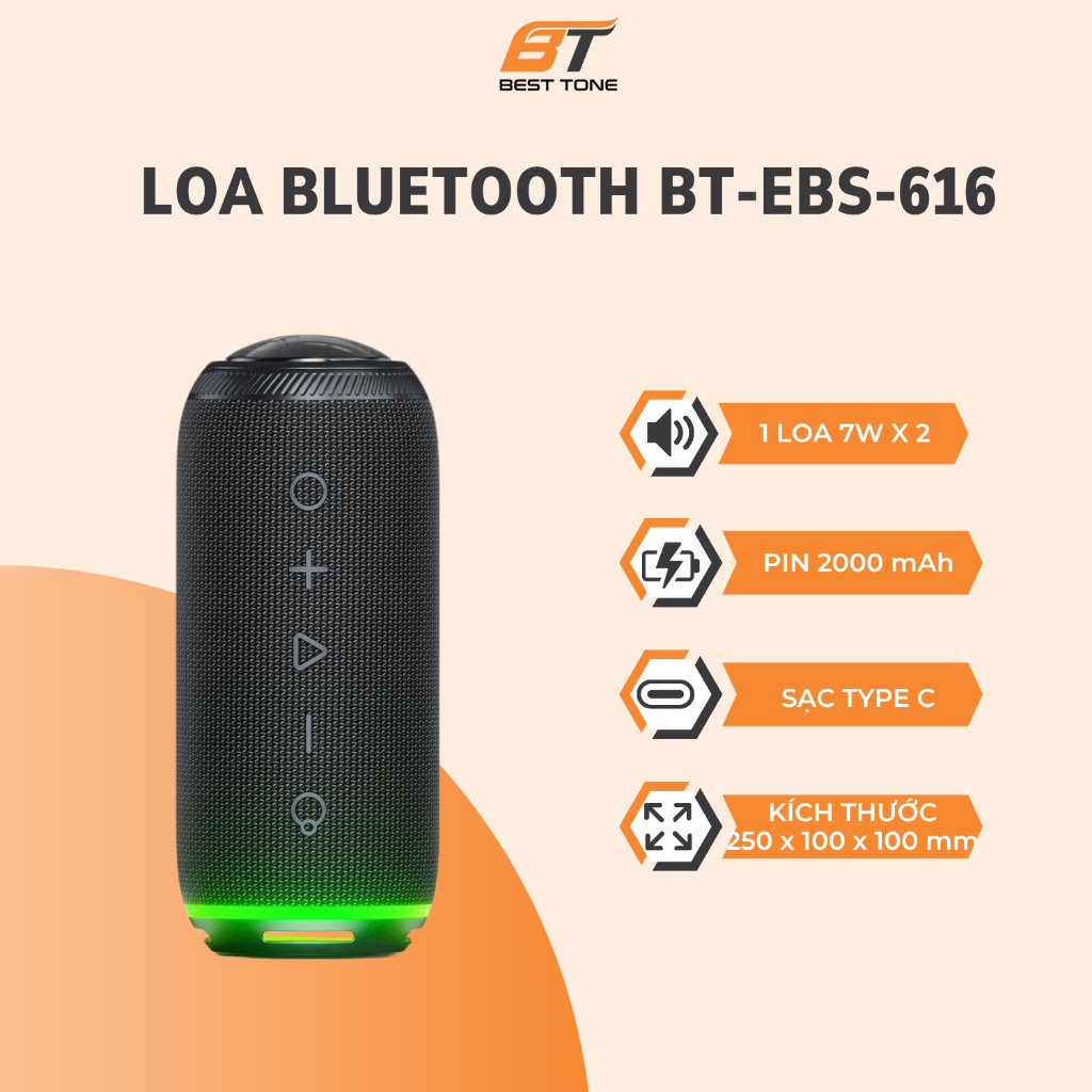 Loa không dây bluetooth BT-EBS-616 - Công suất 14W, Bass mạnh, Có đèn led | BẰNG TRÌNH ...