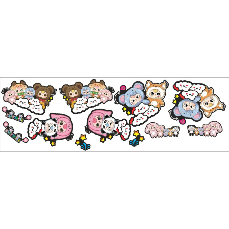 Tem Rời Dán Xe máy, Ô TÔ mẫu LABUBU, BABY THREE Cực Đẹp, Hàng 3 Lớp ...