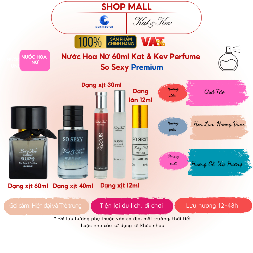 Nước Hoa Kat&Kev Perfume So Sexy - Dung tích 12ml-60ml - Hàng chính hãng | Shopee Việt Nam