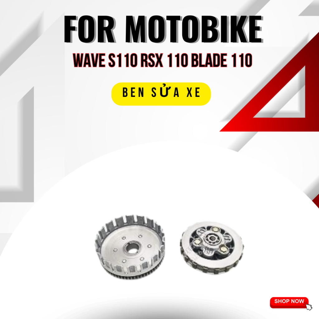 Bộ nồi sau ( côn sau ) xe máy Wave S110 Wave rsx 110 Blade đời 4 lá bố ...