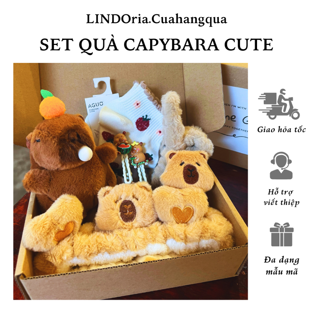 Set Quà Sinh Nhật LINDOria, Set Quà Capybara cute, Quà tặng 14/2, 8/3 ...
