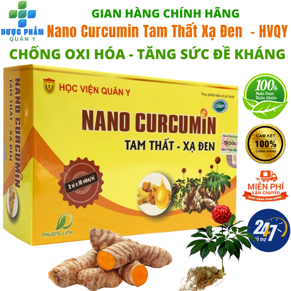Nano Curcumin Tam Thất Xạ Đen Học Viện Quân Y Giúp Hỗ Trợ Tăng Sức Đề Kháng, Giảm Đau Dạ Dày ...