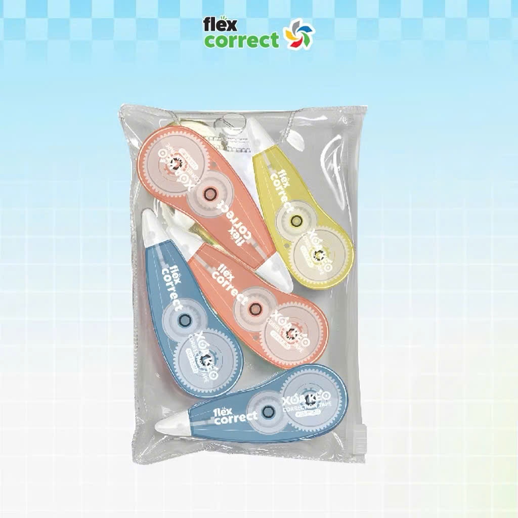 1Túi 5 bút xóa kéo Flex Correct FLEX-CTS001 - Che phủ tốt - Màu ngẫu ...