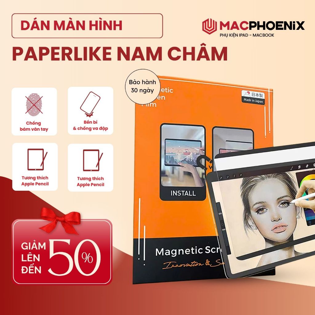 [Siêu tốc - 0Đ] Paperlike dán màn hình IPAD Nam Châm Nhật Bản Chống Vân ...