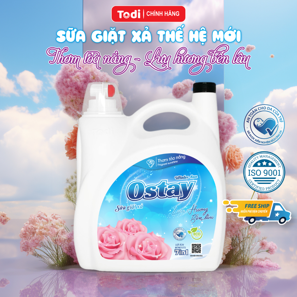 Sữa giặt xả OSTAY Winter Sun 7in1 Đậm đặc 4,6kg (Xanh), thơm tỏa nắng, lưu hương bền lâu, sạch ...