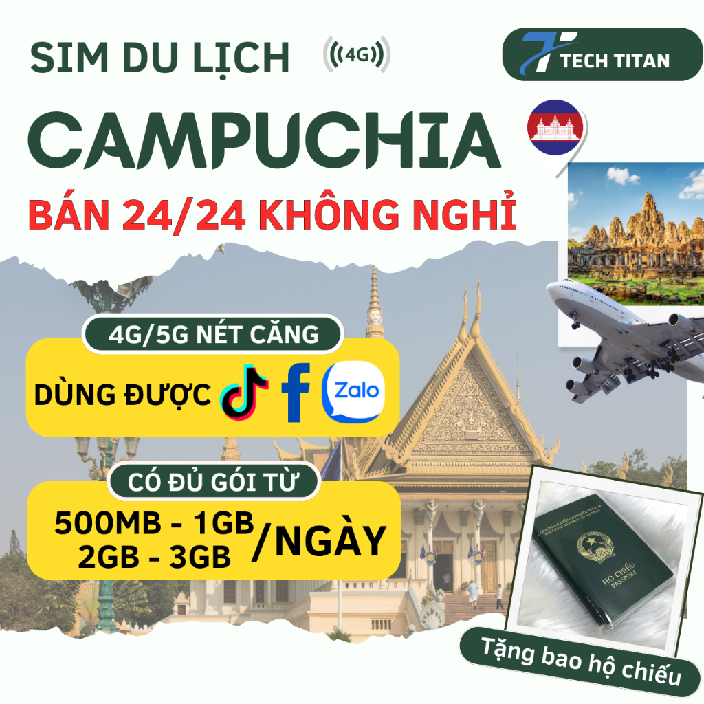 [4G/5G] Sim Du Lịch CAMPUCHIA, Mạng Metfone nét căng Data/Ngày, Thiết ...