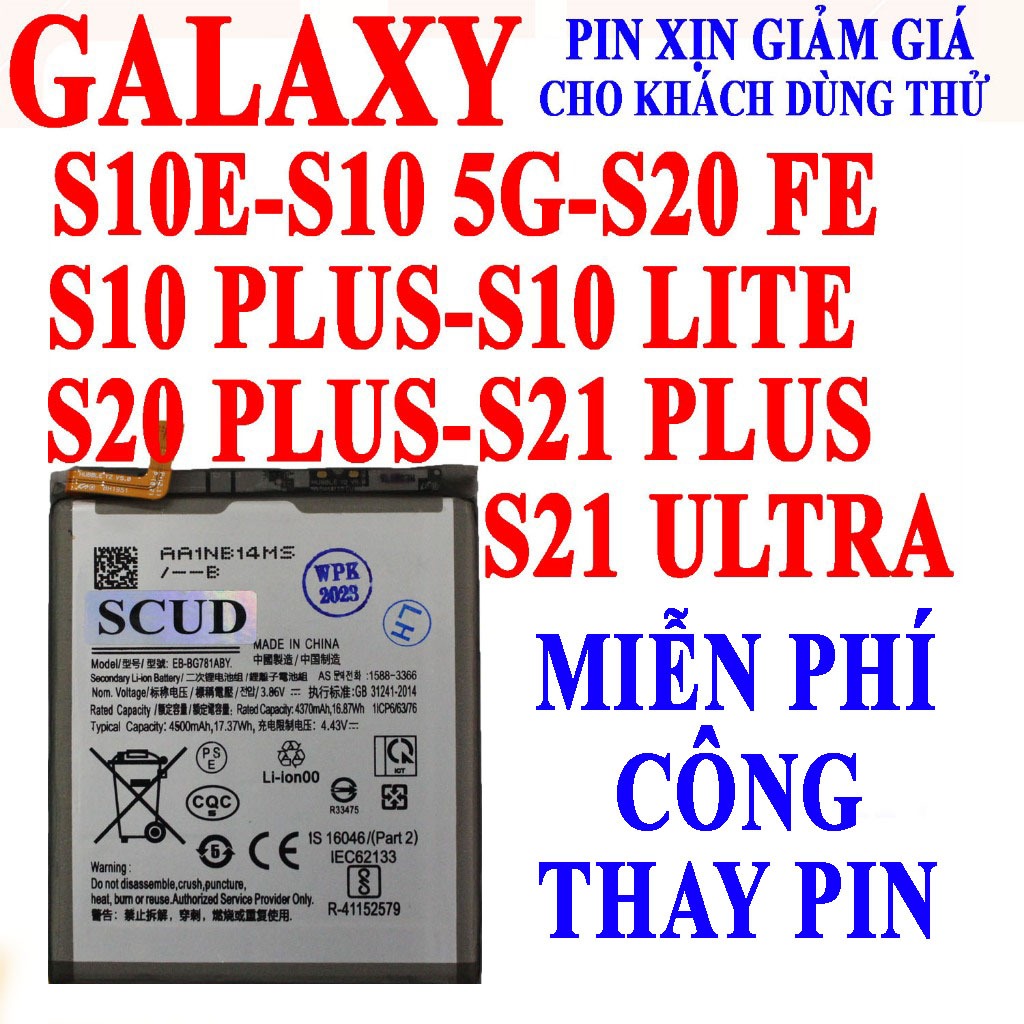 Pin Scud cho Samsung Galaxy S10 Plus/S10 Lite/S10E/S10 5G/S105G/S20 Plus/S20 FE/S21 Plus/S21 ...
