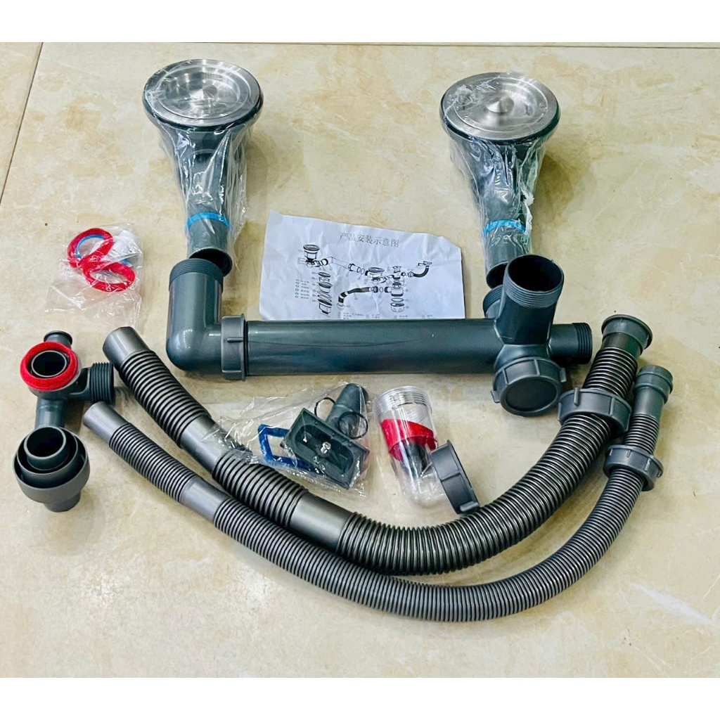 Xiphong Thoát Nước Chậu Rửa Chén Bát Inox 2 Ngăn, tiết kiệm không gian ...