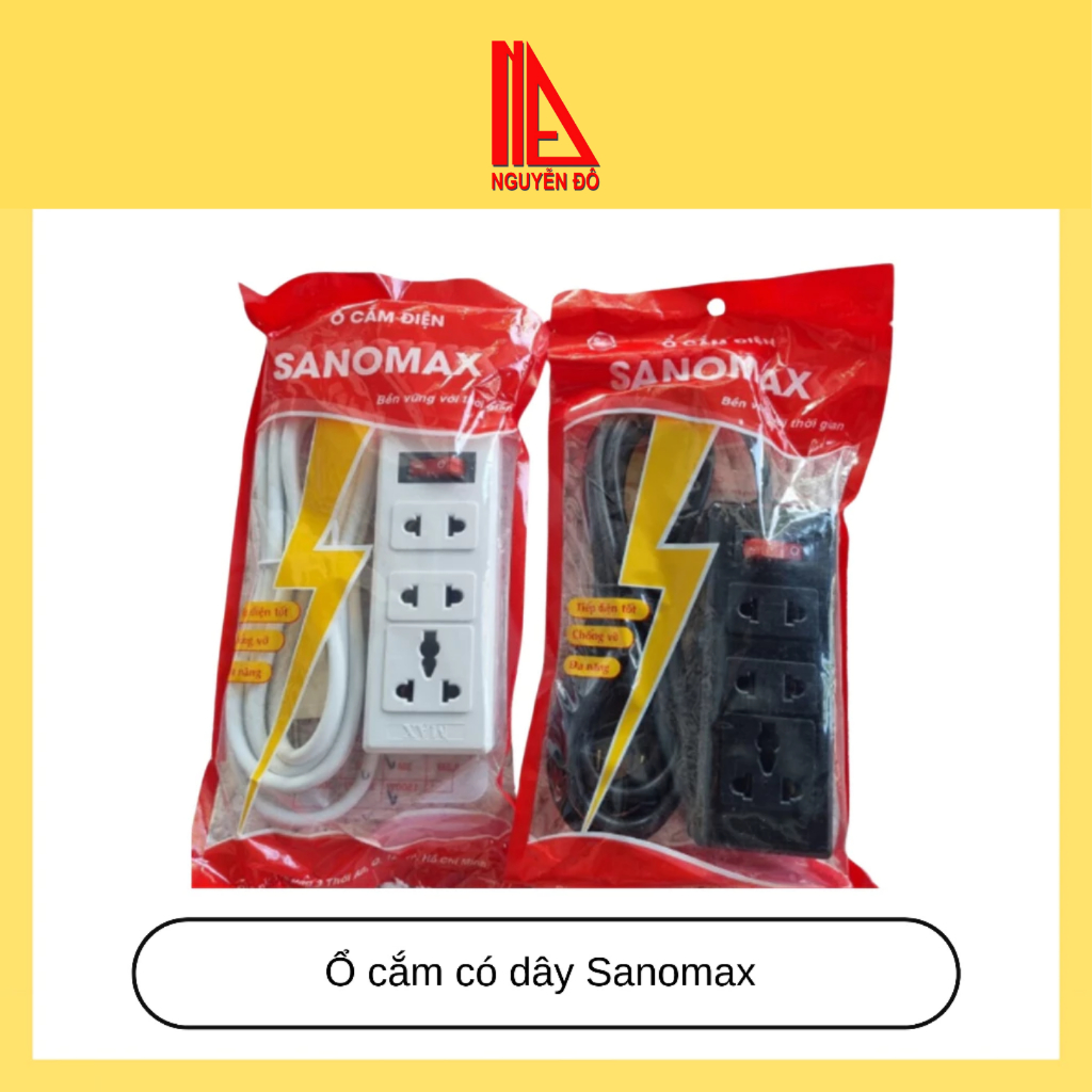 Ổ cắm có dây Sanomax, 3 ổ cắm thường + 1 ổ cắm 3 chấu | Shopee Việt Nam