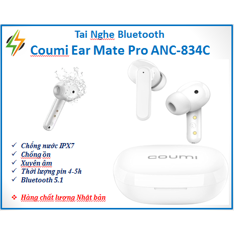Tai nghe Bluetooth Coumi Ear Mate Pro ANC-834C chống ồn chủ động, lọc ...