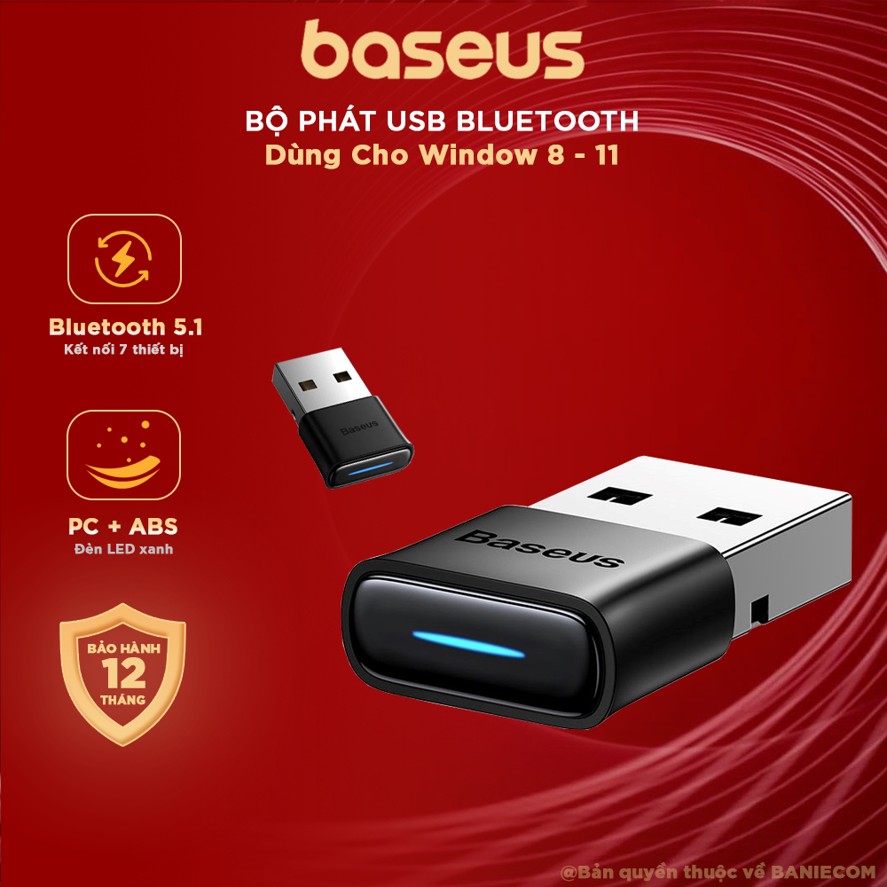 Bộ phát USB Bluetooth Baseus BA04 USB Bluetooth Adapter 5.1 5.0 Music Audio cho PC / Laptop ...