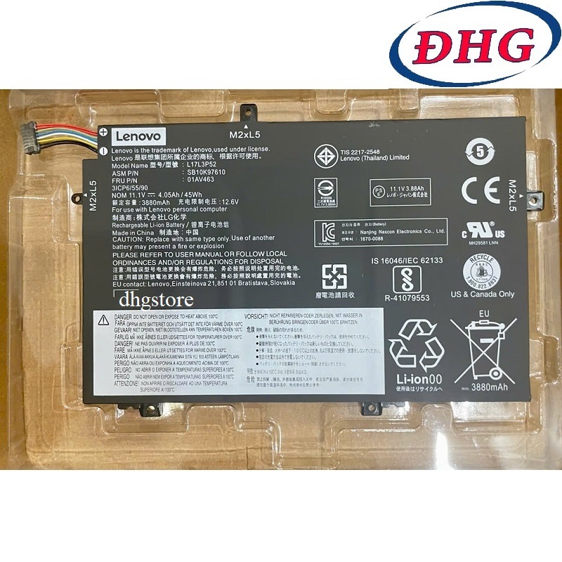 Pin laptop Lenovo ThinkPad L480 L490 L580 L590, L14 Gen 1 Gen 2, L15 ...
