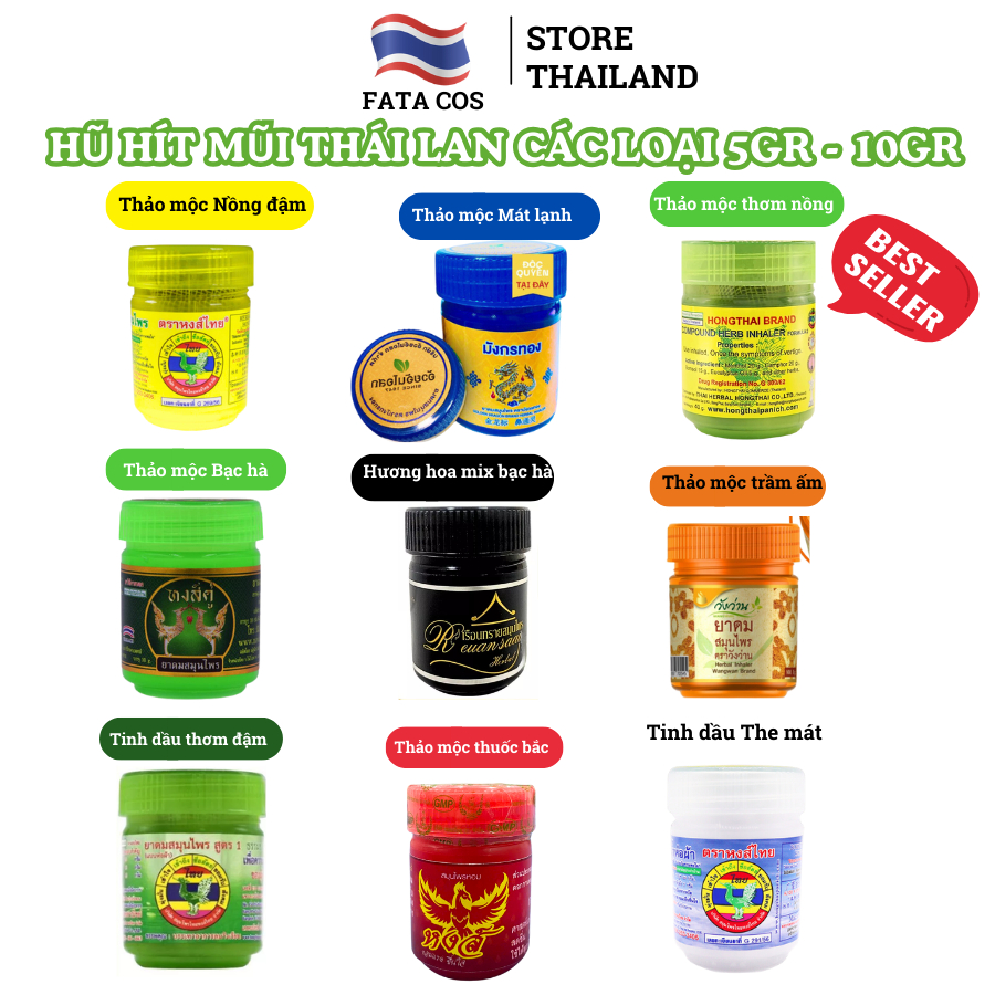 Dầu hít thái lan, hít mũi thái lan, hũ hít mũi các loại 5gr 10gr Fata co's | Shopee Việt Nam