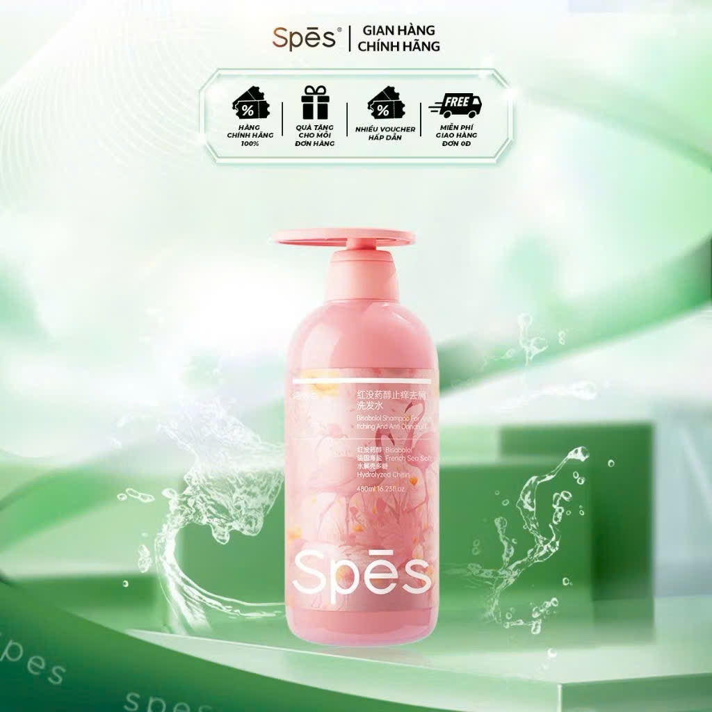 Cặp dầu gội xả SPES Poetry Red Bisabolol trị gàu, nấm da đầu, giảm ngứa, dưỡng tóc, không bết ...