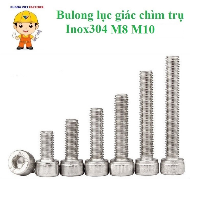 (INOX304) 1 cái M8, M10 bulong lục giác chìm đầu trụ inox304 M8-M10 | Shopee Việt Nam