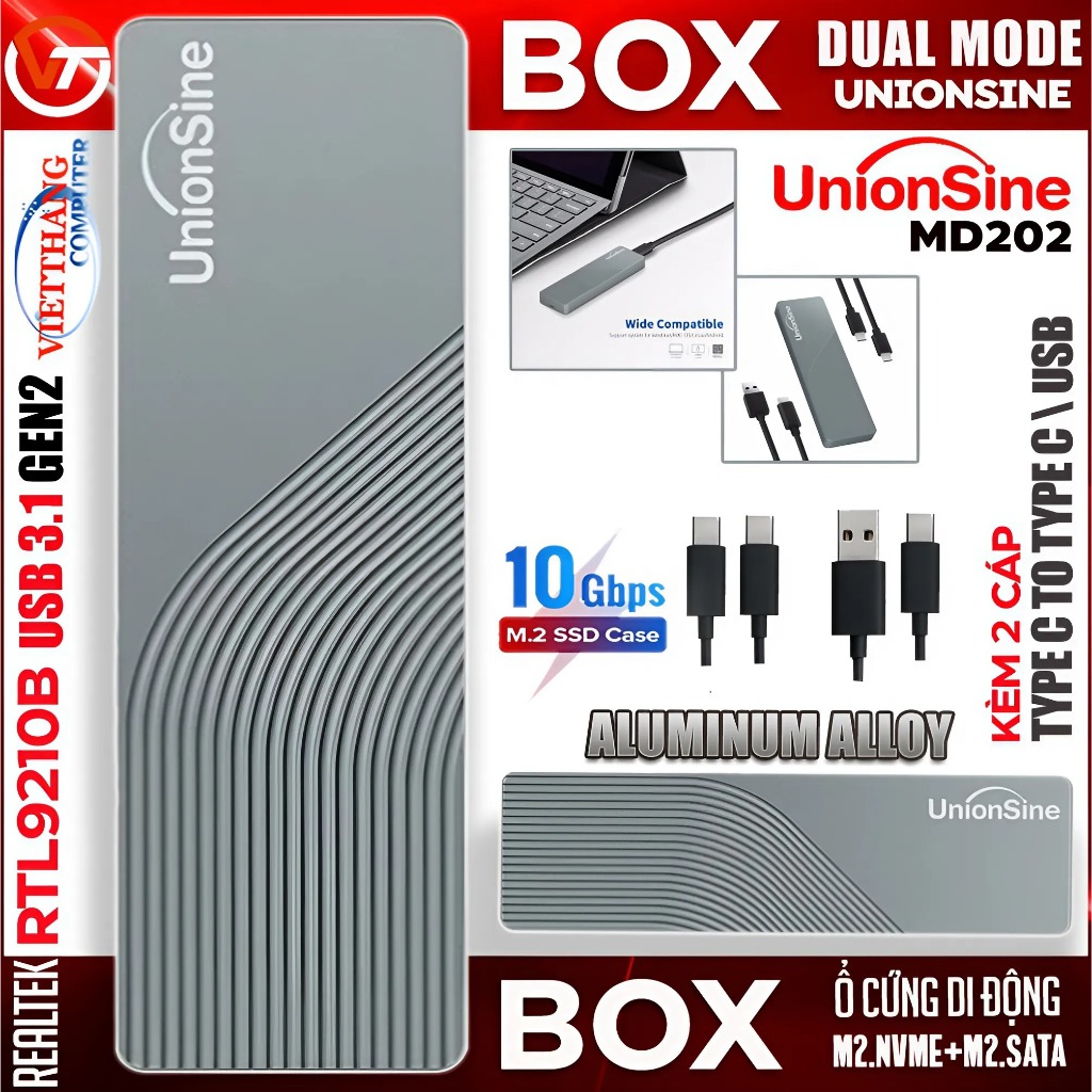 Box SSD M2 UnionSine MD202 Dual Mode ( M2.NVMe + M2.SATA) 10Gbps USB 3. ...