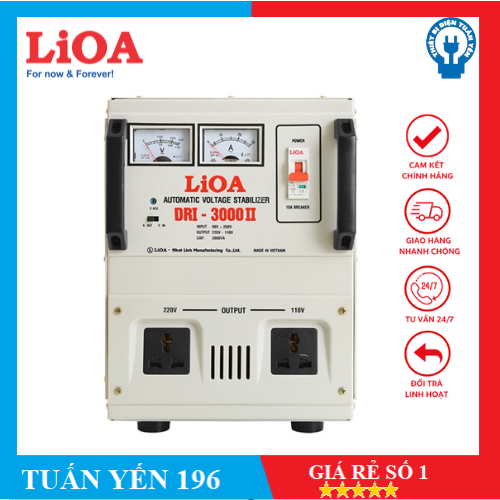[Chính Hãng] Ổn áp LiOA 1 pha 3kVA DRI-3000II Lõi mô tơ quấn 100% dây đồng - Hàng chính hãng ...