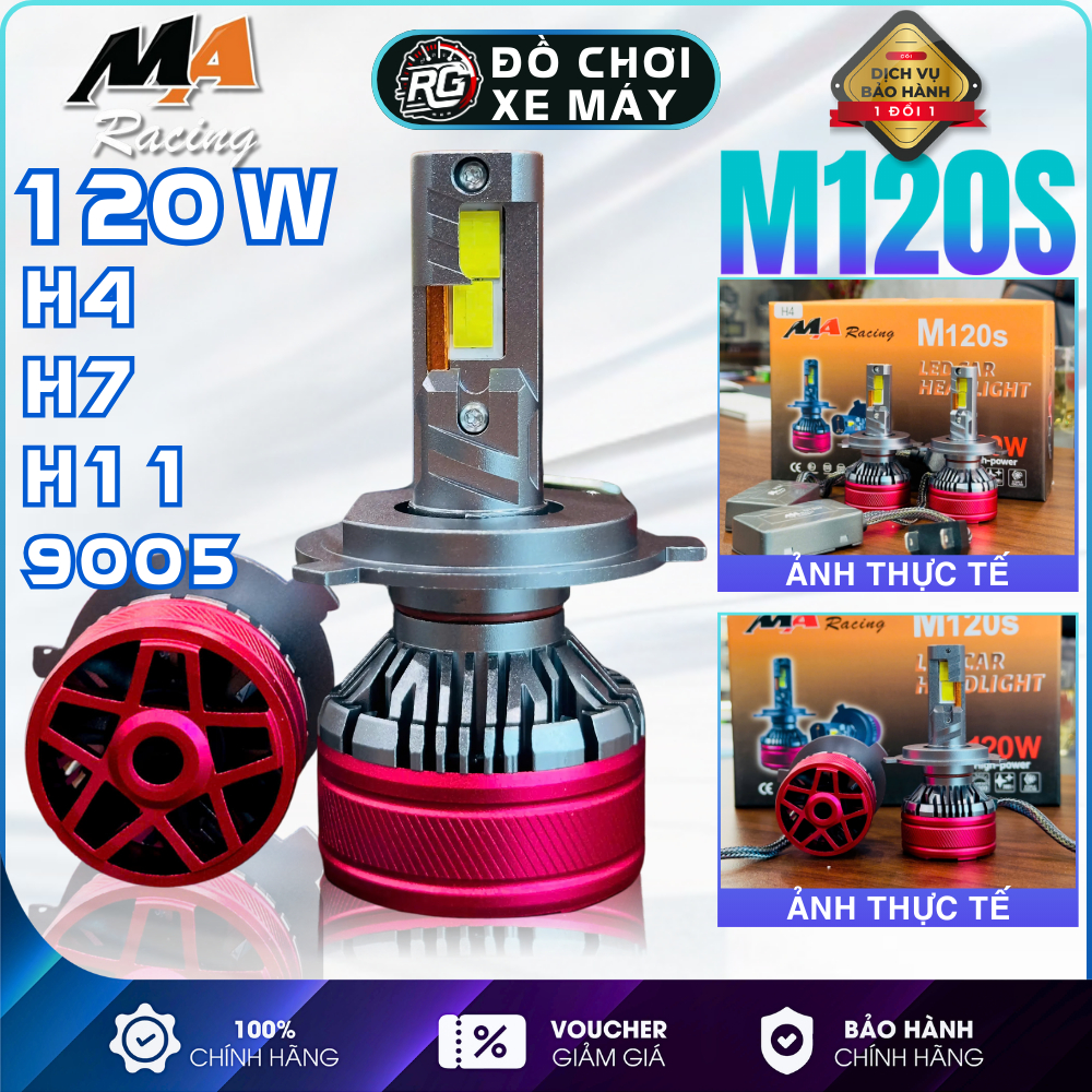 Đèn Led Xe Máy MA RACING M120S Chân H4/H7/H11/9005, Công Suất 120W-150W ...