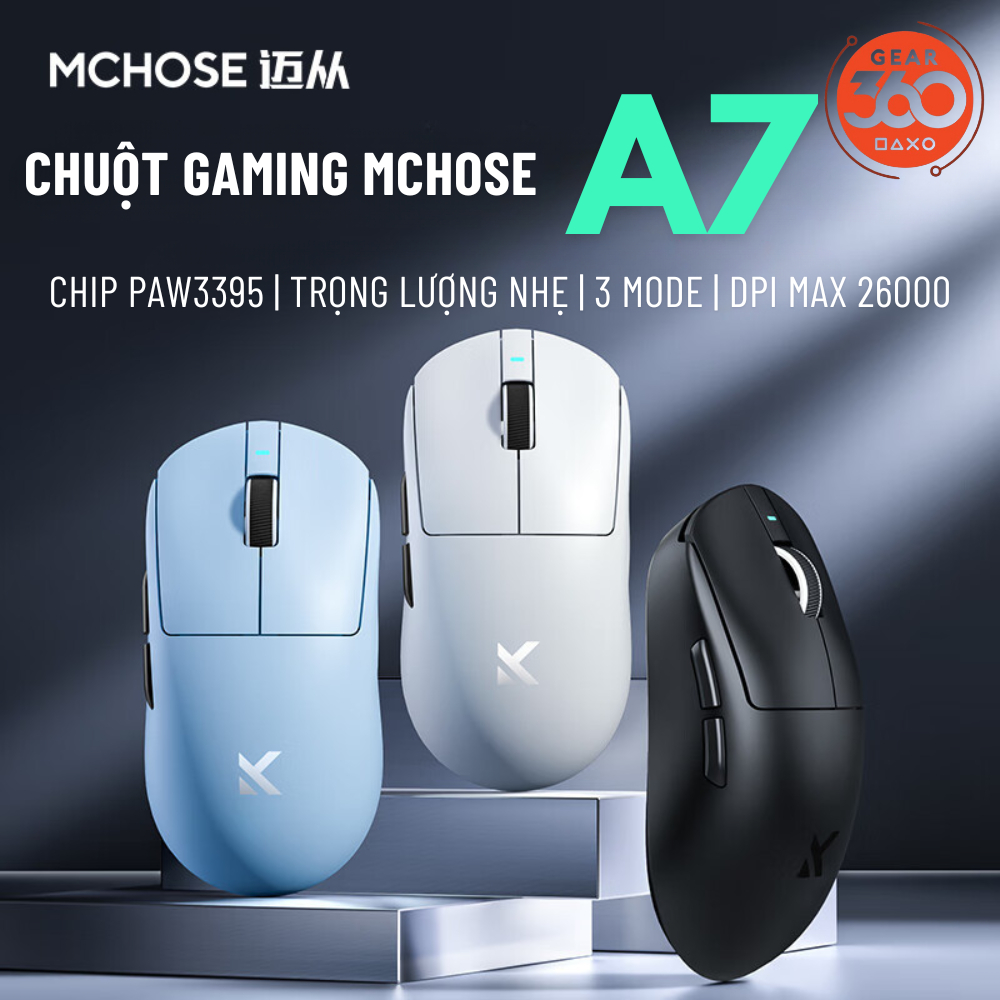 Chuột Gaming không dây Mchose A7 | A7 Pro | A7 Ultra | 3 chế độ kết nối | Hỗ trợ gaming, văn ...