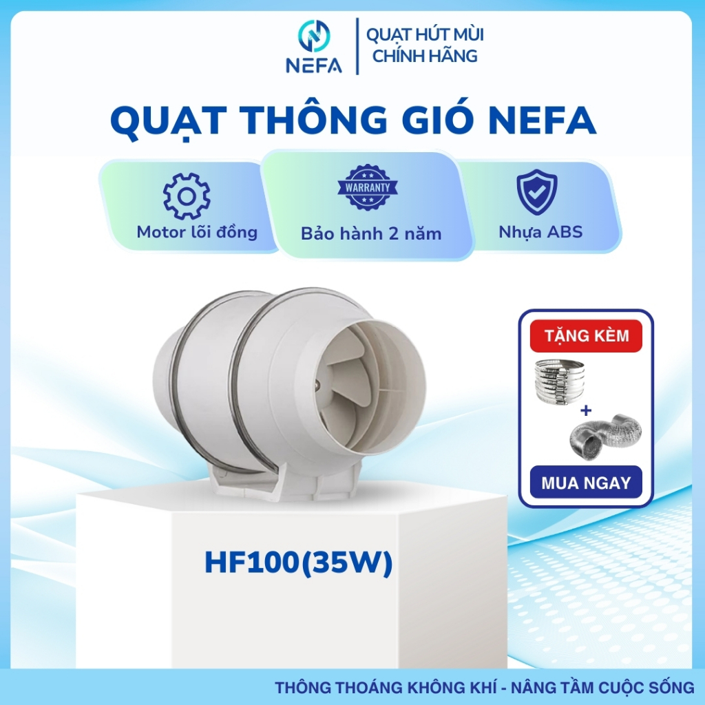 Quạt thông gió hút mùi Nefa HF100 công suất 35W, phù hợp không gian ...