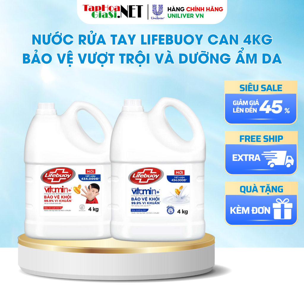 Nước Rửa Tay Lifebuoy Can 4kg Bảo Vệ Vượt Trội Và Dưỡng Ẩm Da Chính ...