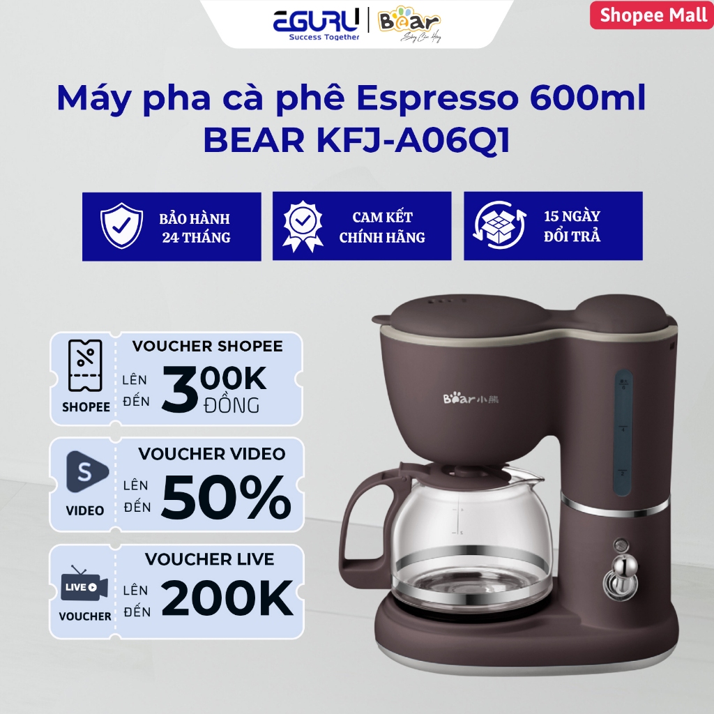 Máy pha cafe mini Bear KFJ-A06Q1 tự động dung tích 600ml –Hàng chính hãng BH 18 Tháng | Shopee ...