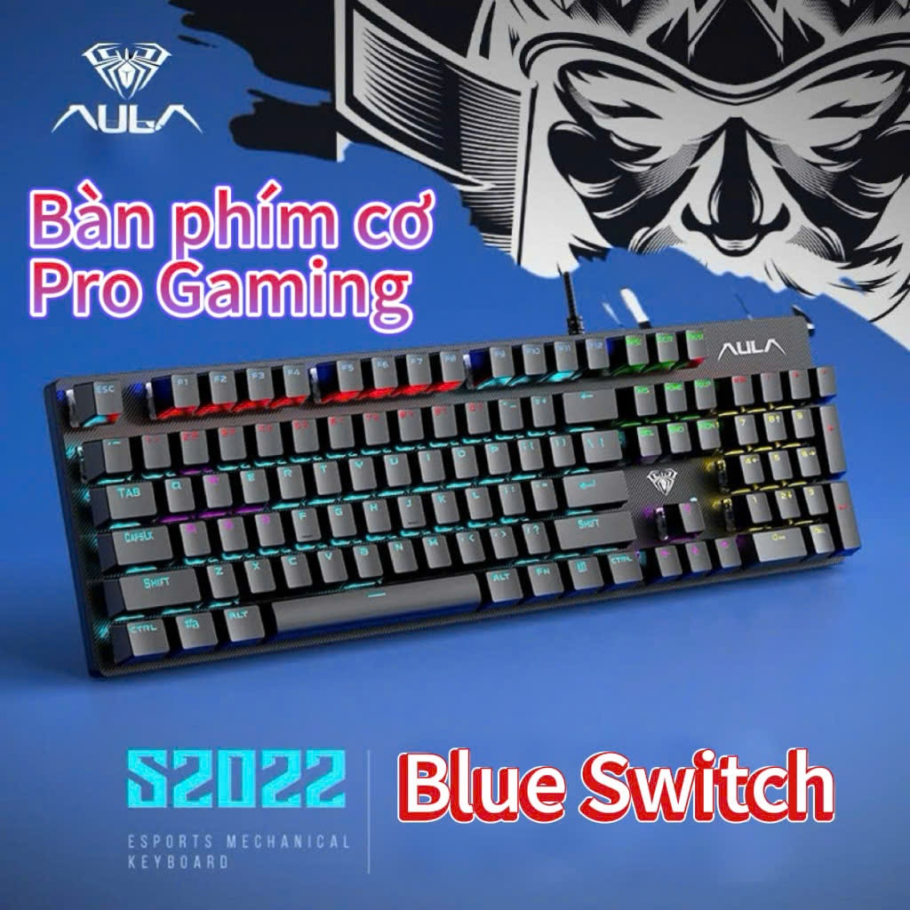 Bàn phím cơ Aula S2022 full Led 104 phím Blue Rainbow 7 chế độ - Bảo ...