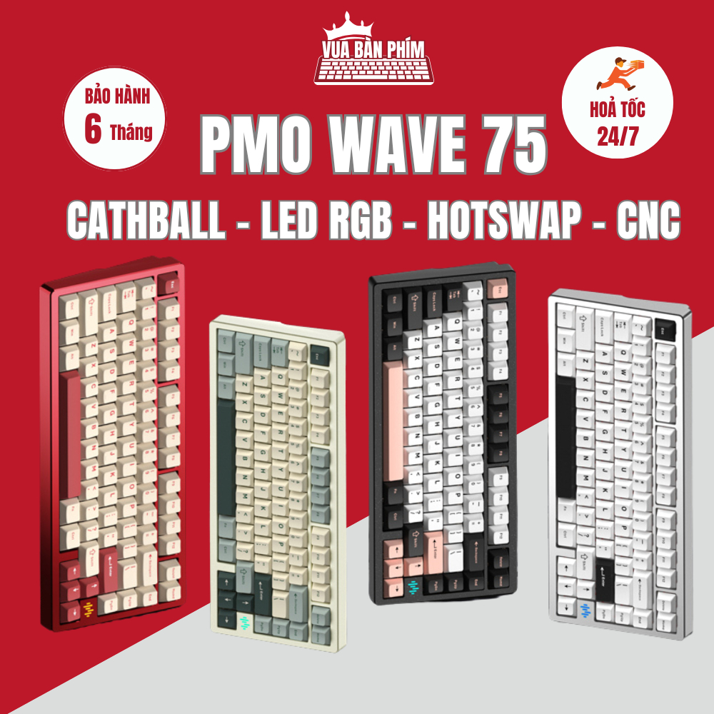 [HÀNG SẴN ] Bàn phím cơ không dây pmo wave 75 | Wave75 nhôm cnc , catch ball , led rgb , hotswap ...