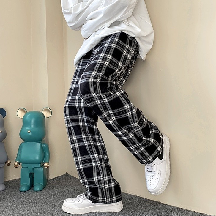Quần sọc caro ống rộng Dây Rút Vải Dầy Dặn Lưng Chun Co Giãn Q034 | Shopee Việt Nam