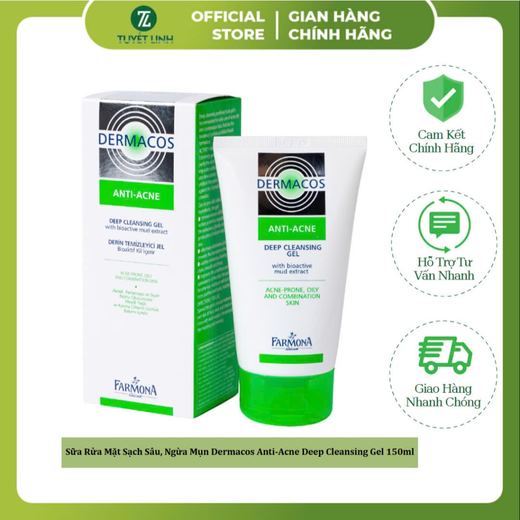 Sữa Rửa Mặt Sạch Sâu, Ngừa Mụn Dermacos Anti-Acne Deep Cleansing Gel ...