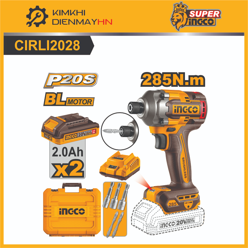 Máy siết vít pin 20V INGCO CIRLI2028 bao gồm 2 Pin 2a và 1 sạc nhanh ...