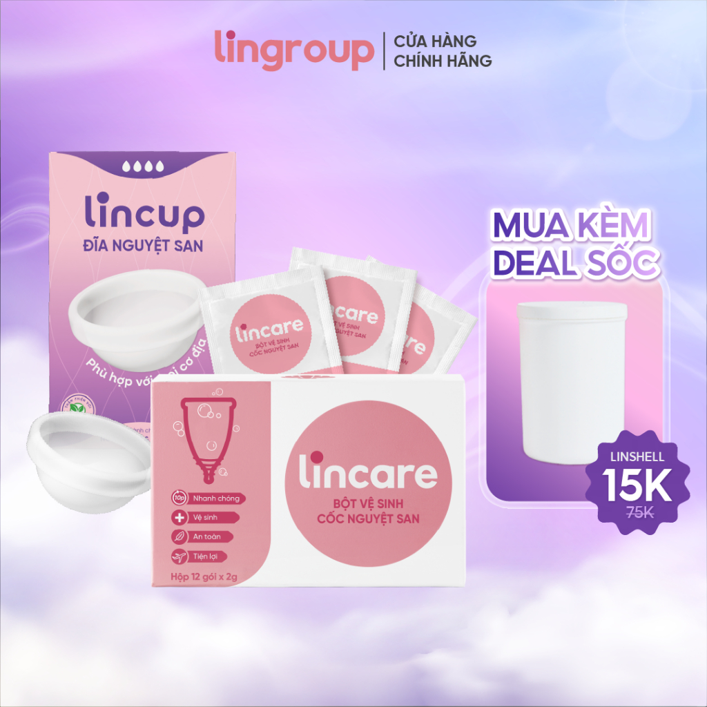 Combo Đĩa Nguyệt San Lincup và Bột tiệt trùng (12 gói x 2g) | Shopee Việt Nam