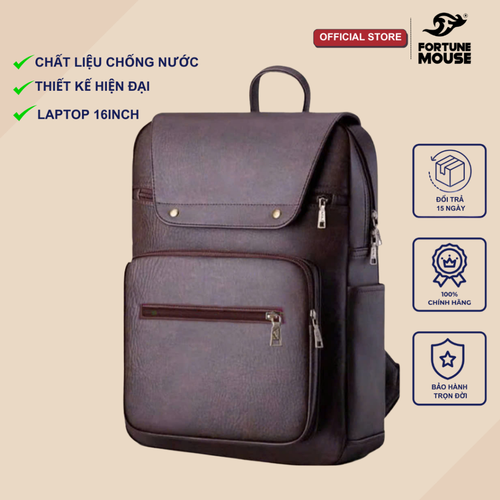 Balo laptop da PU cao cấp chống nước Fortune Mouse A305 | Shopee Việt Nam