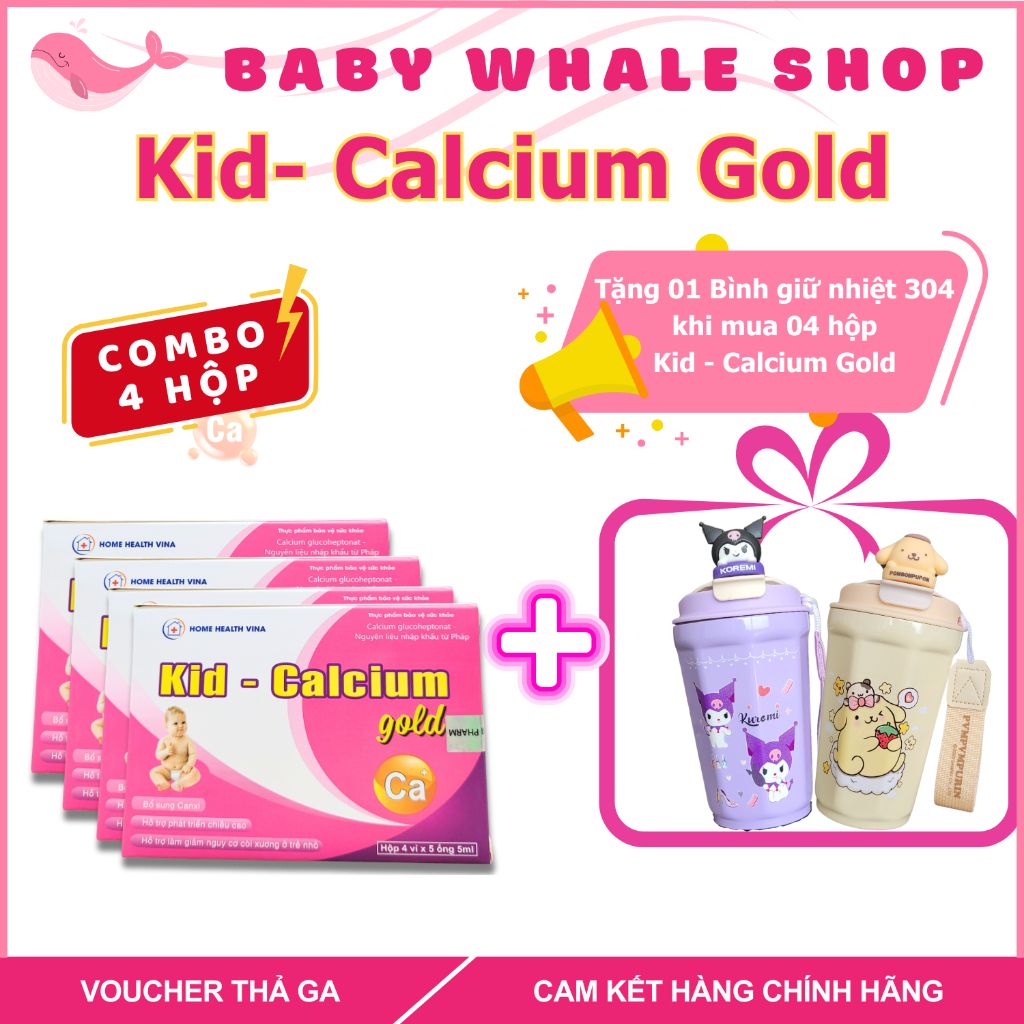 Kid Calcium Gold [QUÀ TẶNG BÌNH GIỮ NHIỆT] [Combo 04 Hộp] | Shopee Việt Nam