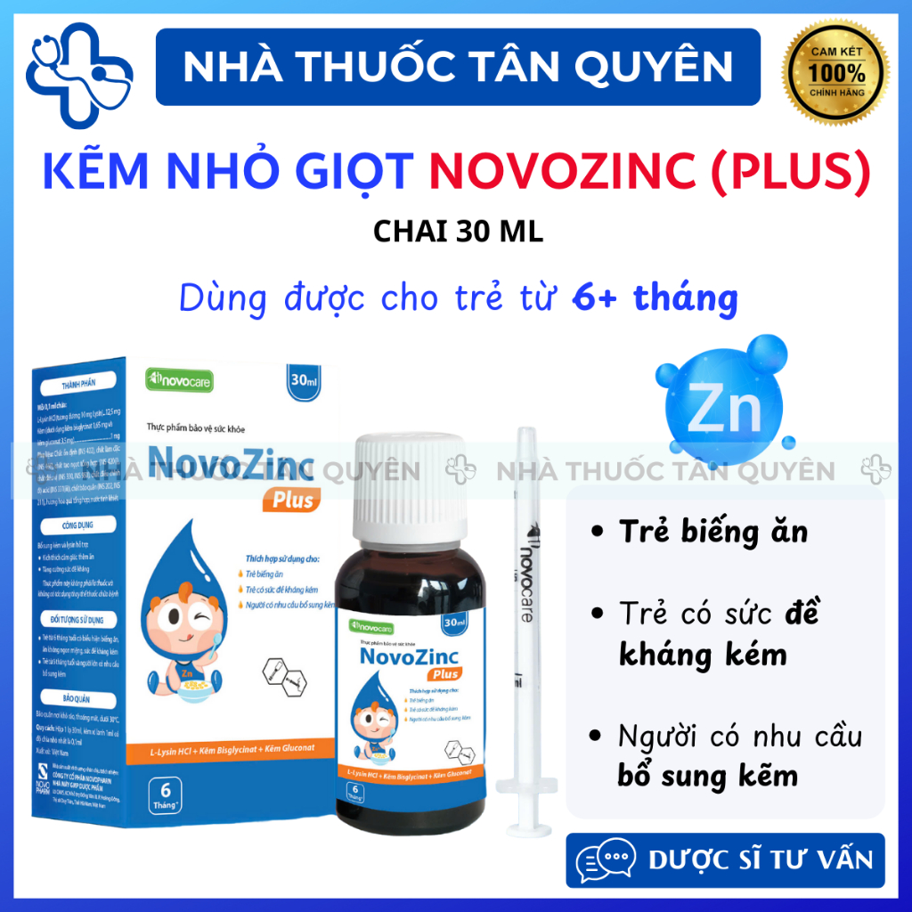 Novo ZinC Plus bổ sung kẽm, lysin giúp tăng đề kháng cho bé (chai 30ml ...