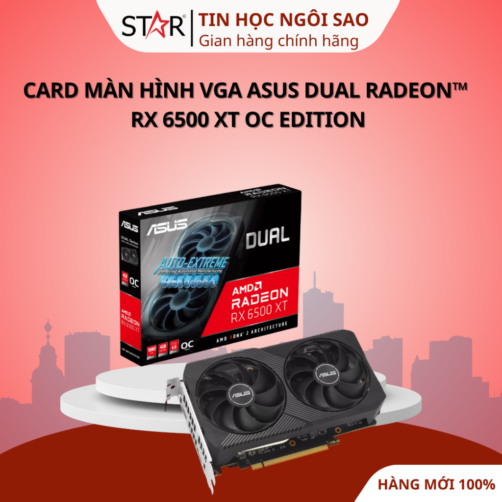 Card Màn Hình VGA ASUS Dual Radeon™ RX 6500 XT OC Edition (DUAL-RX6500XT-O4G-V2) - Bảo hành 36 ...