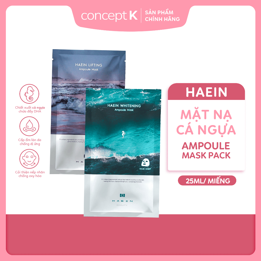 [Lẻ 1 miếng] Mặt Nạ Cá Ngựa Hỗ Trợ Trắng Da, Nâng Cơ Haein Ampoule Mask 25ml | Shopee Việt Nam
