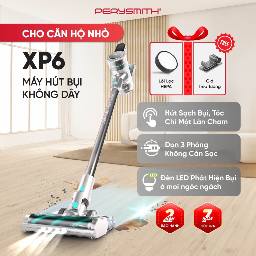 [QUÀ TẶNG] Máy Hút Bụi Không Dây PerySmith XP6 | Lực Hút Mạnh | Pin ...