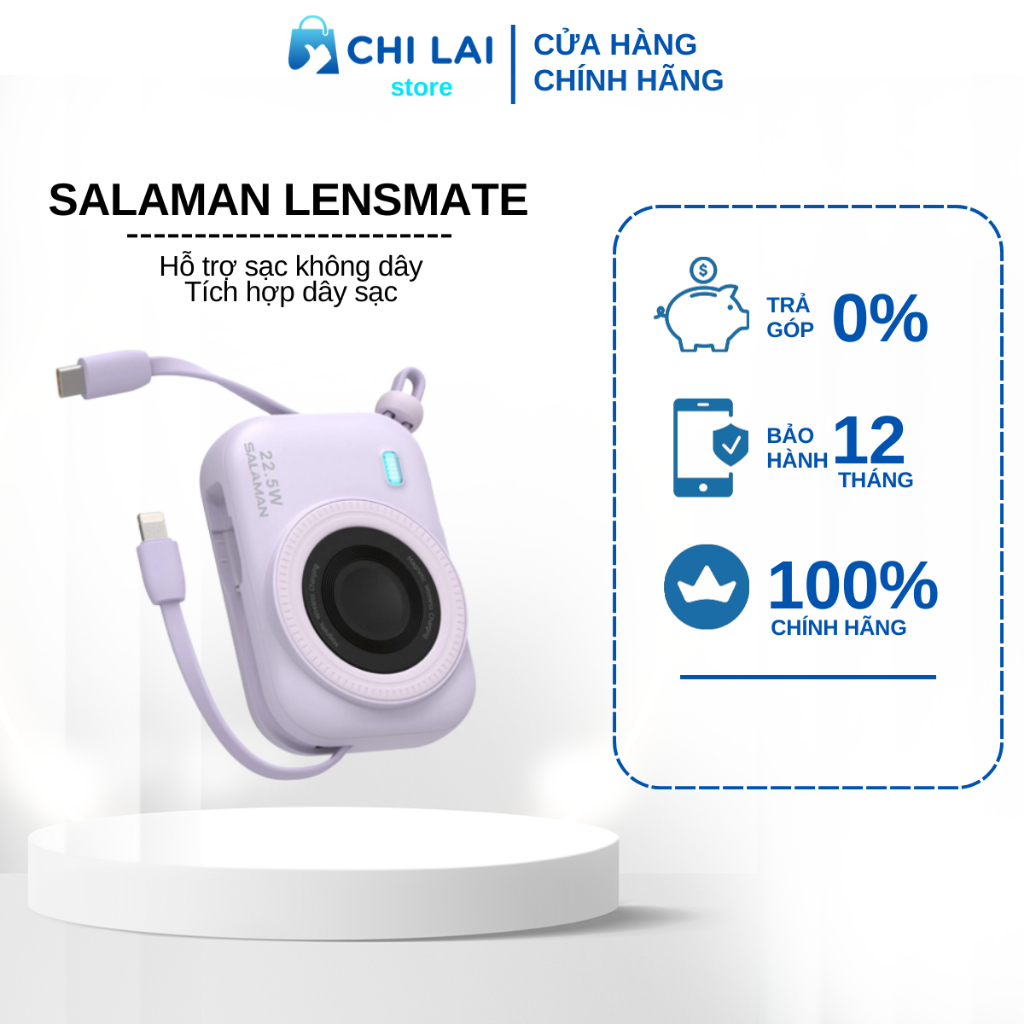 Pin Sạc Dự Phòng Salaman Lensmate Sạc Nhanh PD 22.5W, Sạc Không Dây ...