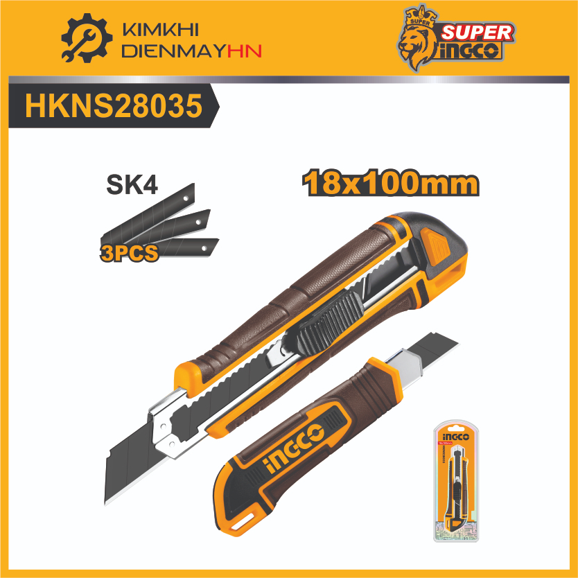 Dao rọc giấy Ingco HKNS28035 x3 lưỡi dao 18mm x 100mm, chiều dài: 169mm ...