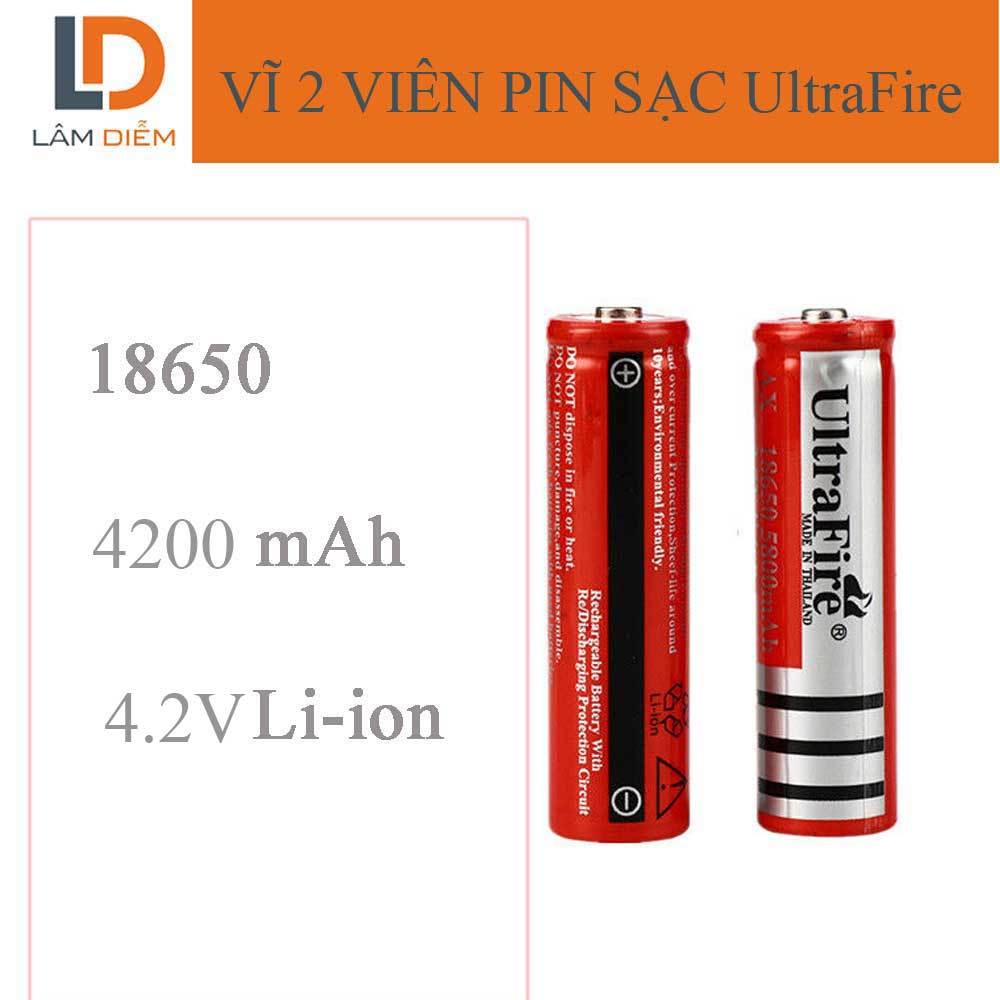 Pin sạc UltraFire 18650 4200mAH 4.2V vĩ 2 viên | Shopee Việt Nam