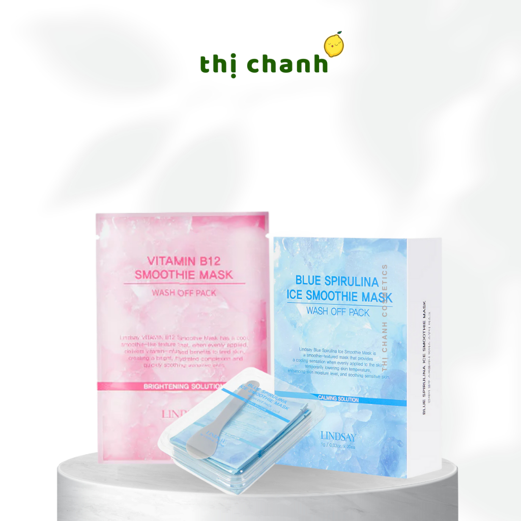 [Hộp 20 Gói] Mặt Nạ, Dưỡng Ẩm, Sáng Da, Làm Mát LINDSAY Vitamin B12 Ice, Blue Spirulina Ice ...