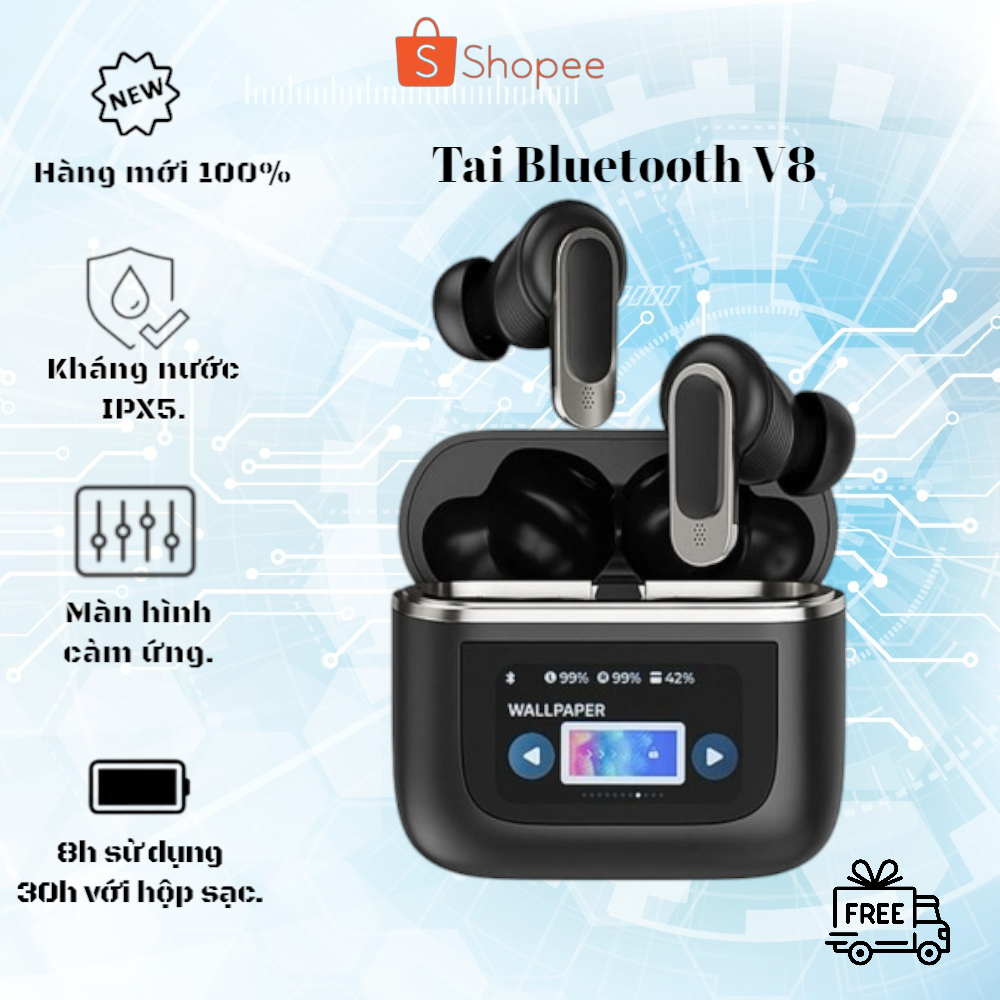 Tai nghe Bluetooth V8 Màn hình cảm ứng mới nhất 2025. | Shopee Việt Nam