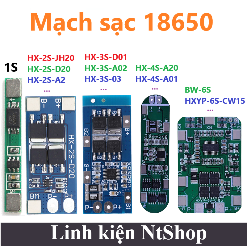 Mạch sạc và bảo vệ pin 1S / 2S / 3S / 4S / 6S Dòng 2.5A / 3A / 4A / 5A / 8A / 10A / 15A / 20A ...