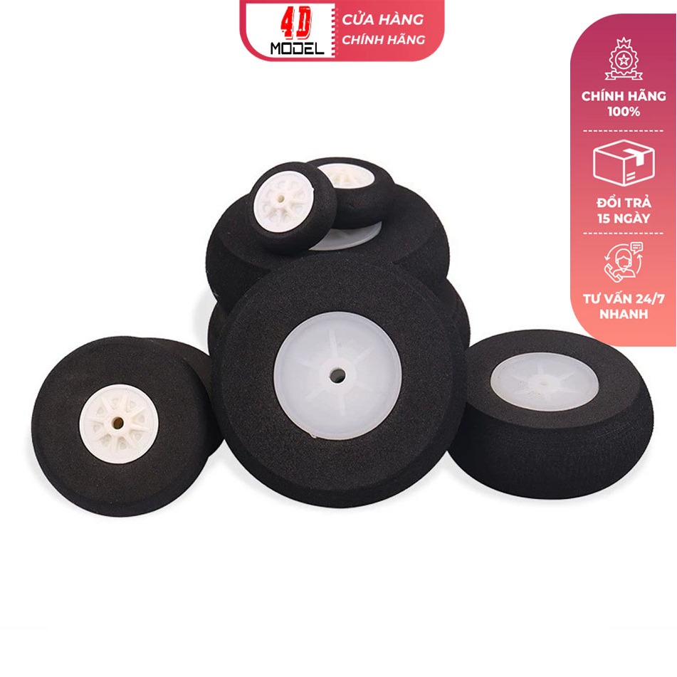 Bánh xe xốp D25mm, 30mm, 45mm, 50mm, 57mm, 64mm, 70mm, 76mm dùng chế ...