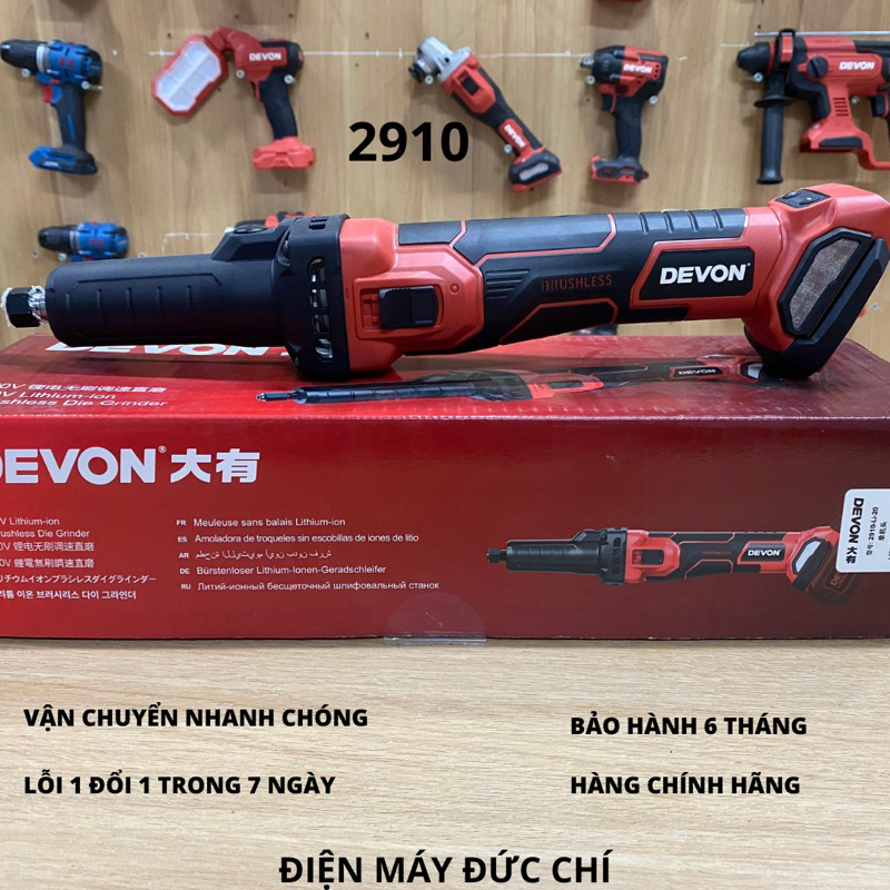 Máy mài góc thẳng pin 20v DEVON 2910 không chổi than chính hãng ...